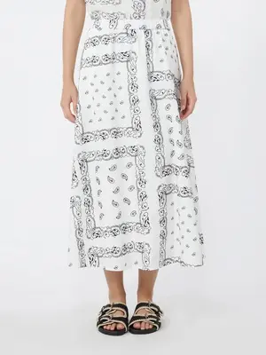 Max Mara Poplin Midi Skirt With Embroidery