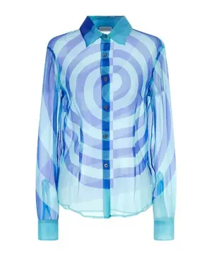 Dries Van Noten Long-sleeved Printed Shirt - Blue