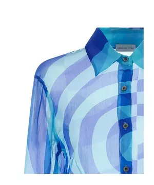 Dries Van Noten Long-sleeved Printed Shirt - Blue