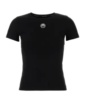 MARINE SERRE Crescent Moon Embroidered Ribbed Crewneck T-shirt - No