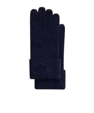 COACH Signature Embossed Knit Gloves - Deep Blue