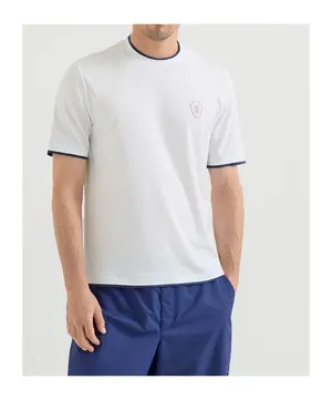 Brunello Cucinelli Comfort Nylon Crew Neck T-shirt With Faux-layering And Logo