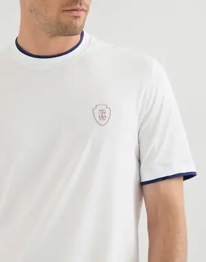Brunello Cucinelli Comfort Nylon Crew Neck T-shirt With Faux-layering And Logo