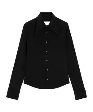 AMI Paris Sharp Collar Crepe Shirt - Black