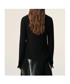 AMI Paris Sharp Collar Crepe Shirt - Black