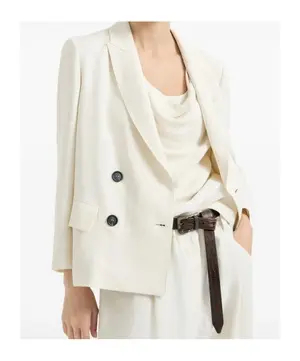 Brunello Cucinelli Double-breasted Tailored Blazer - Ivory