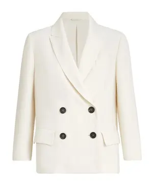 Brunello Cucinelli Double-breasted Tailored Blazer - Ivory