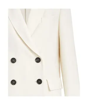 Brunello Cucinelli Double-breasted Tailored Blazer - Ivory