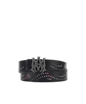 Amiri Logo Embellished Buckle Leather Belt - Black