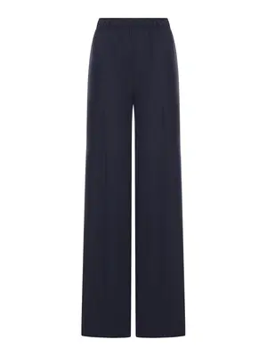 Prada Wide-leg Elastic Waistband Pants With Logo Detail