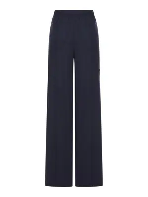 Prada Wide-leg Elastic Waistband Pants With Logo Detail