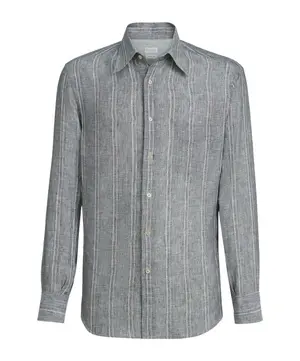 Brunello Cucinelli Striped Long Sleeved Shirt - Grey