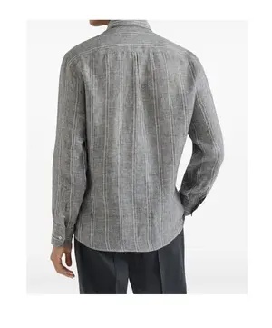 Brunello Cucinelli Striped Long Sleeved Shirt - Grey