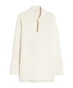 Max Mara Max Mara Long Sleeve Polo Top With Gold Button Details Ivory