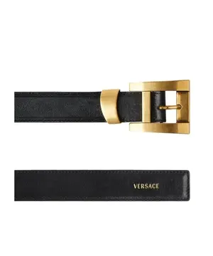 Versace Rectangular Buckle Belt - Black