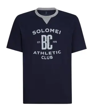 Brunello Cucinelli Brunello Cucinelli Graphic Printed Crewneck T-Shirt Blue