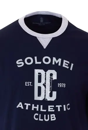 Brunello Cucinelli Graphic Printed Crewneck T-shirt - Blue