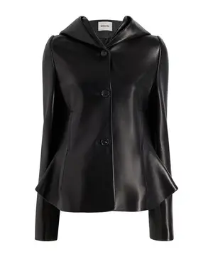 Khaite June Hooded Buttoned Jacket - Black