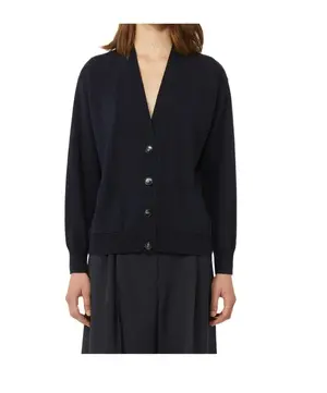 Max Mara Long Sleeve V-neck Button Pocket Cardigan - Black