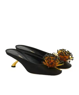 FERRAGAMO Embellished Heel Mules - Black