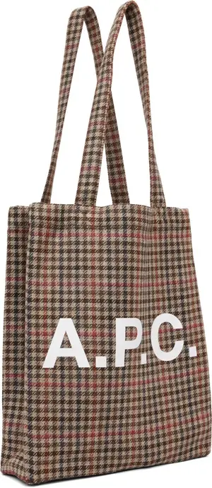 A.p.c. Lou Tote Bag With All-over Check Pattern - Brown