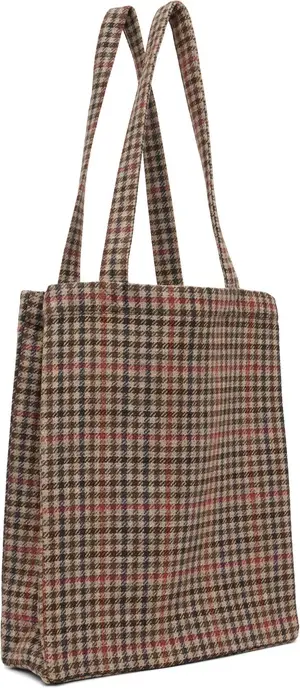 A.p.c. Lou Tote Bag With All-over Check Pattern - Brown