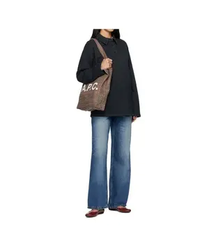 A.p.c. Lou Tote Bag With All-over Check Pattern - Brown