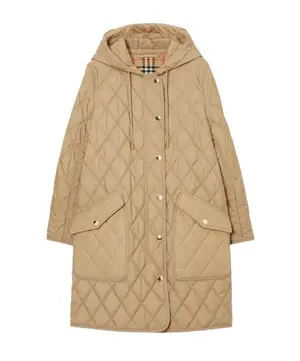 Burberry Diamond Quilted Hooded Coat - Beige
