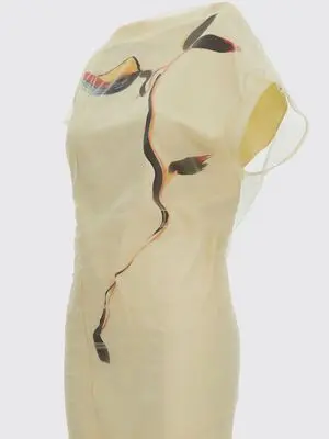 Sportmax Graphic-print Open-back Midi Dress - Light Yellow