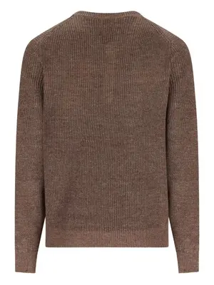 Brunello Cucinelli Ribbed Henley Knit Sweater - Brown
