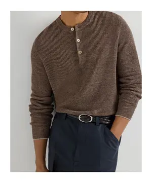 Brunello Cucinelli Ribbed Henley Knit Sweater