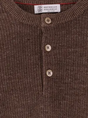 Brunello Cucinelli Ribbed Henley Knit Sweater