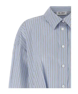 Attico Striped Poplin Mini Dress With Knot Detail