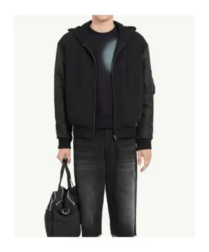MAISON MARGIELA Zip-up Gathered-sleeve Hoodie - Black