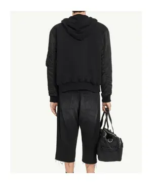 MAISON MARGIELA Zip-up Gathered-sleeve Hoodie - Black