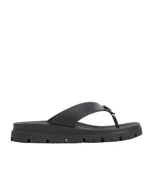 Prada Soft Cage Logo Flip Flops - Black