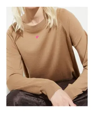 MAXCO. Max&co. Pure Merino Wool Crew Neck Jumper With Embroidery