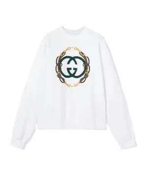 Gucci Cotton Jersey Sweatshirt With Interlocking G Print - White