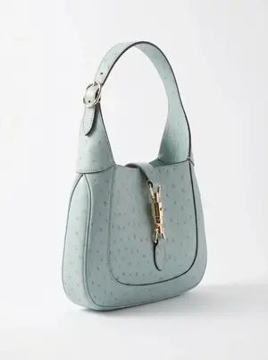 Gucci Jackie 1961 Ostrich Medium Bag - Blue