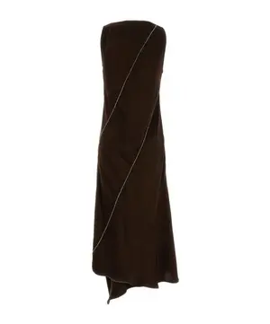 JIL SANDER Embellished Sleeveless Dress - Chocolate