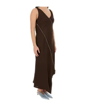JIL SANDER Embellished Sleeveless Dress - Chocolate
