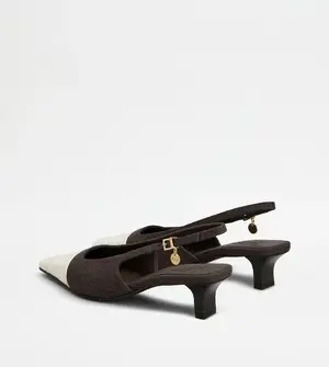 TOD'S Croc-effect Slingback Pumps With Kitten Heel - Black