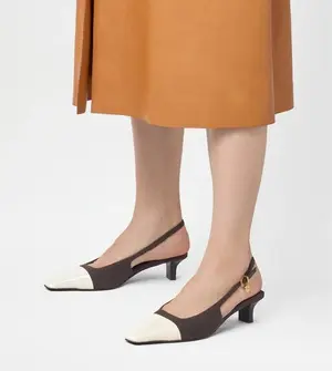 TOD'S Croc-effect Slingback Pumps With Kitten Heel - Black