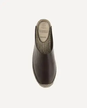 Brunello Cucinelli Round Toe Woven Espadrille Slides