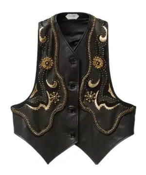 Versace Embellished Leather Waistcoat