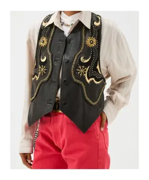 Versace Embellished Leather Waistcoat