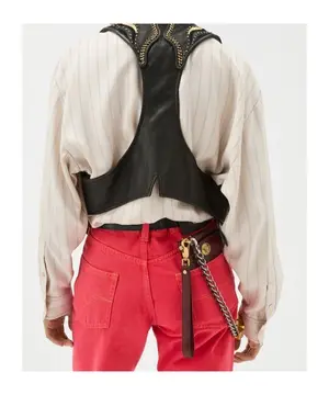 Versace Embellished Leather Waistcoat