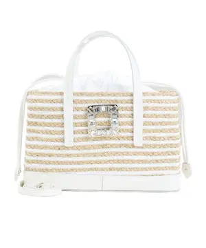 ROGER VIVIER Viv Skate Raffia Tote Bag - White
