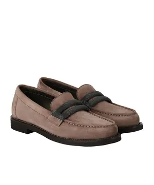 Brunello Cucinelli Precious Clamp Penny Loafers - Brown