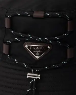 Prada Bucket Hat With Triangle Logo Buckle